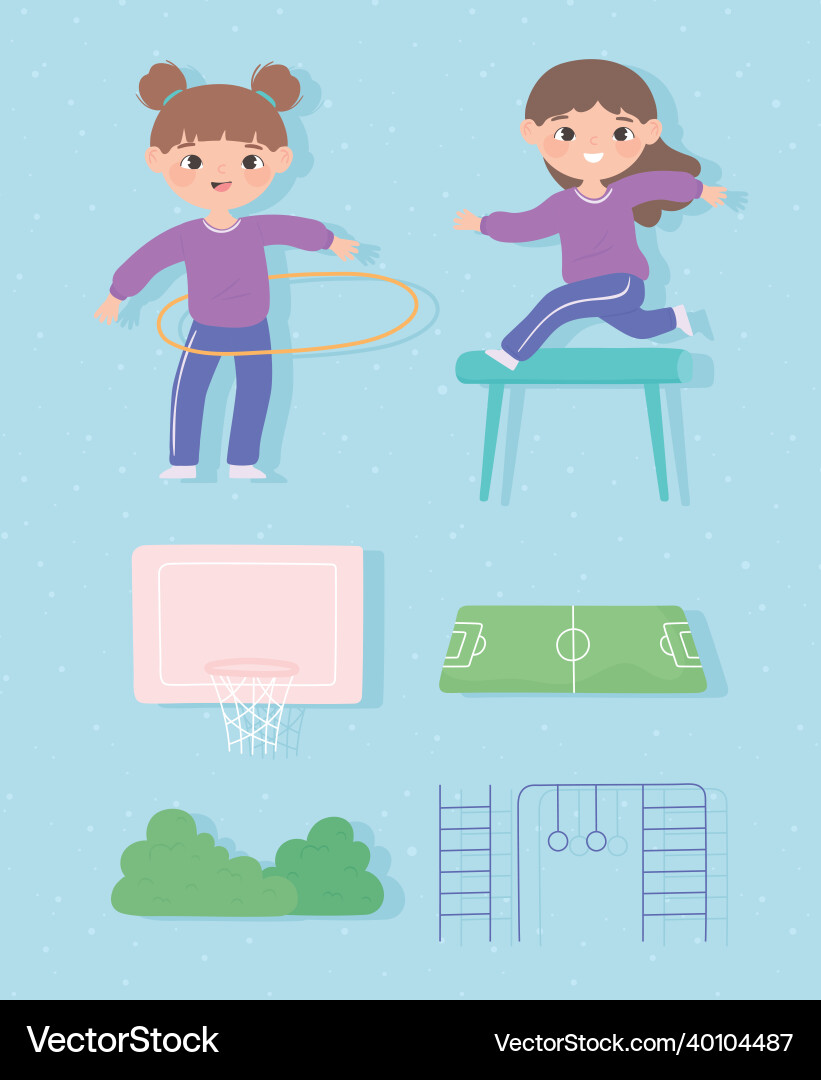 Girls playing sport Royalty Free Vector Image - VectorStock