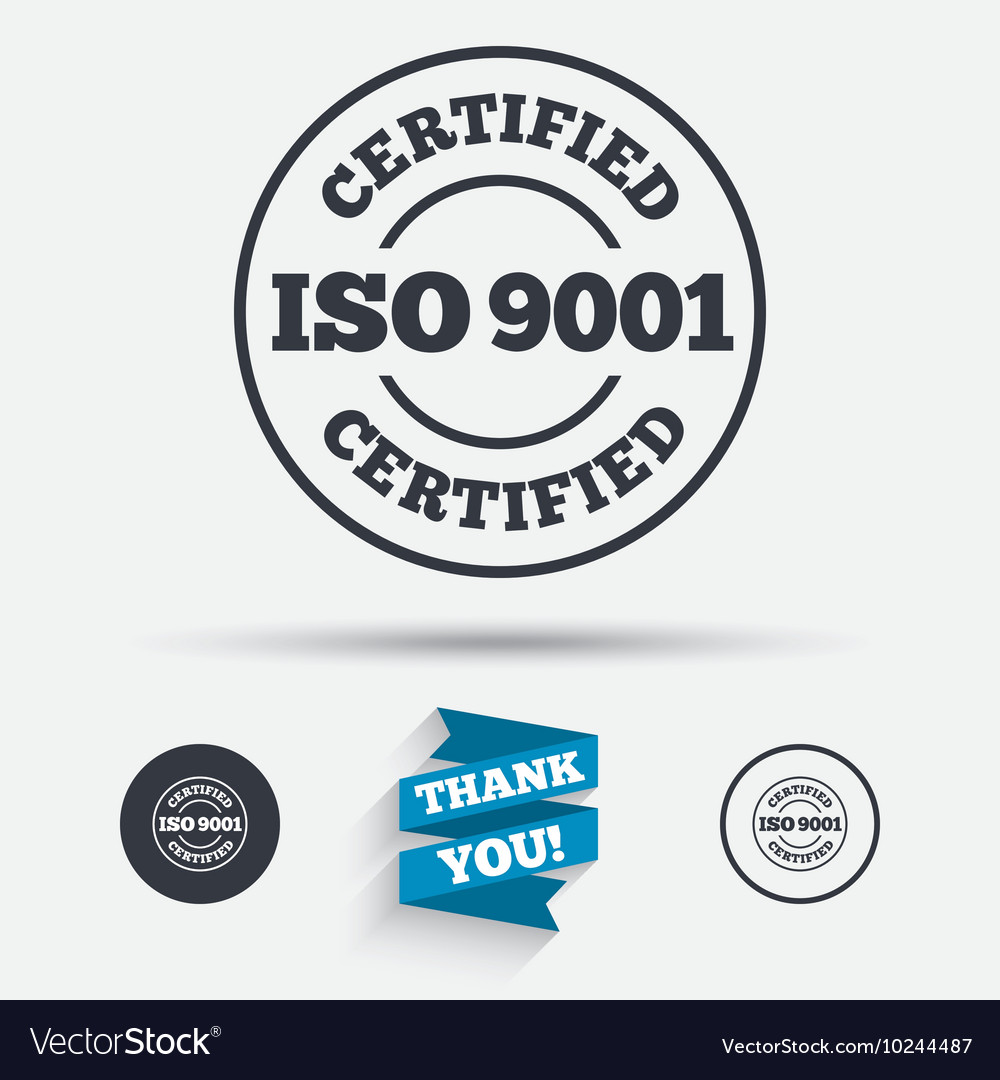 Iso 9001 certified sign certification stamp Vector Image