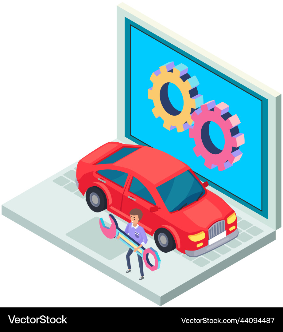 Man working with technologies for vehicle Vector Image