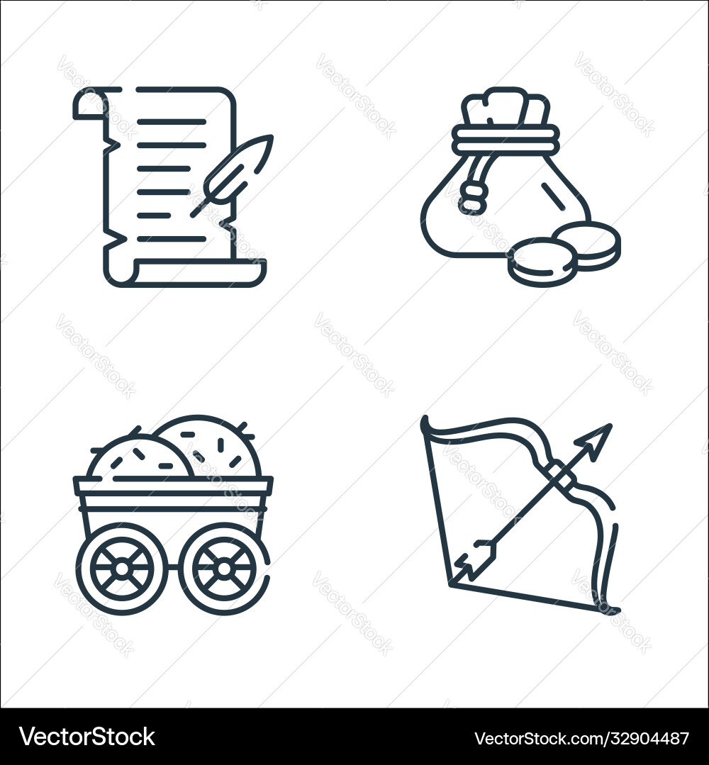Medieval times line icons linear set quality line Vector Image