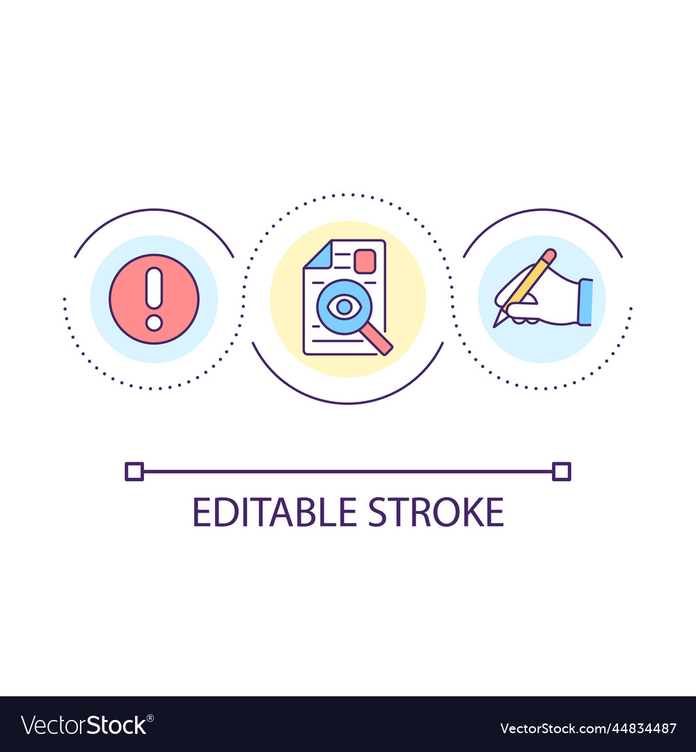 Proofreading loop concept icon Royalty Free Vector Image