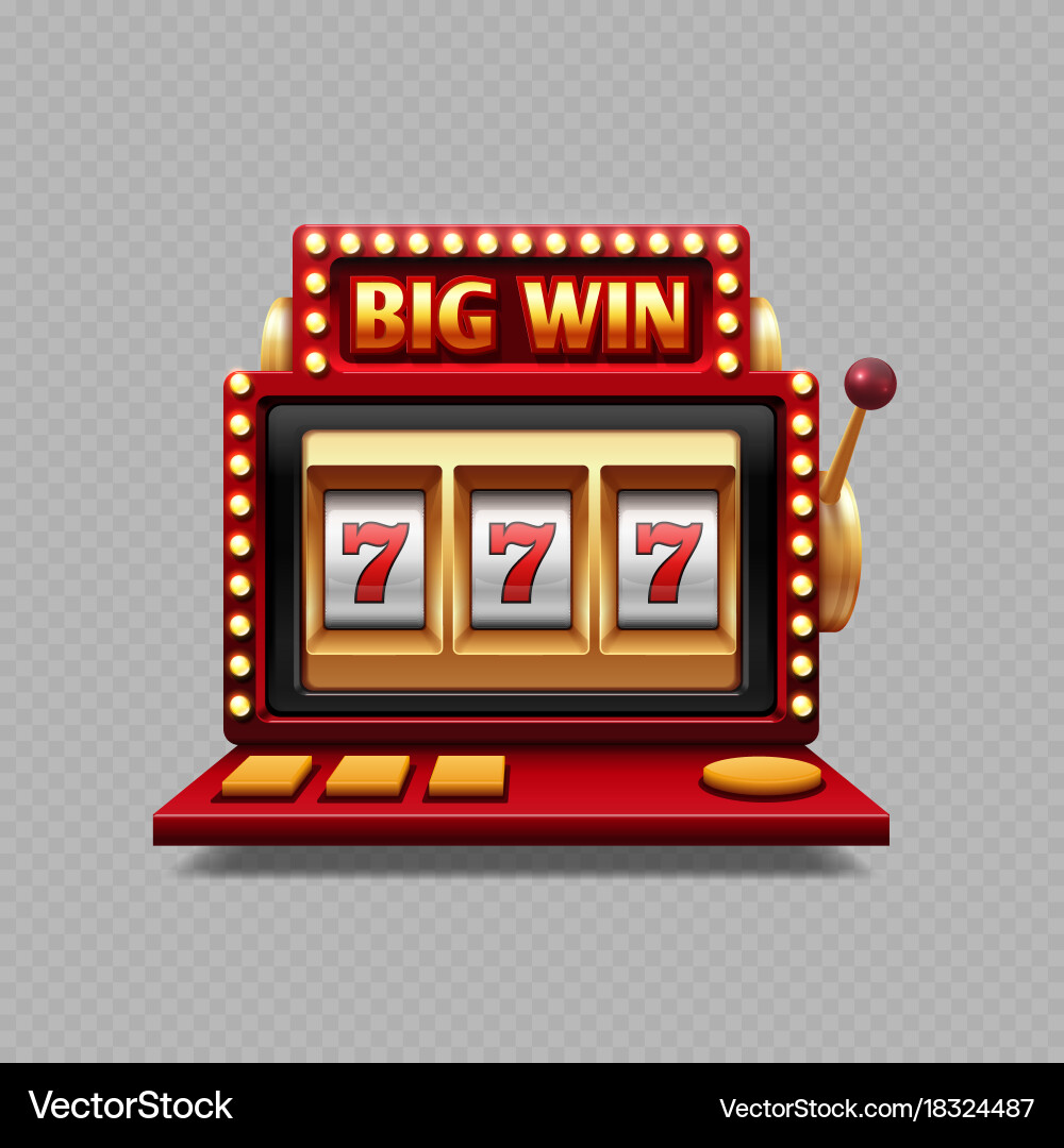 Realistic one arm bandit - jackpot slot Royalty Free Vector