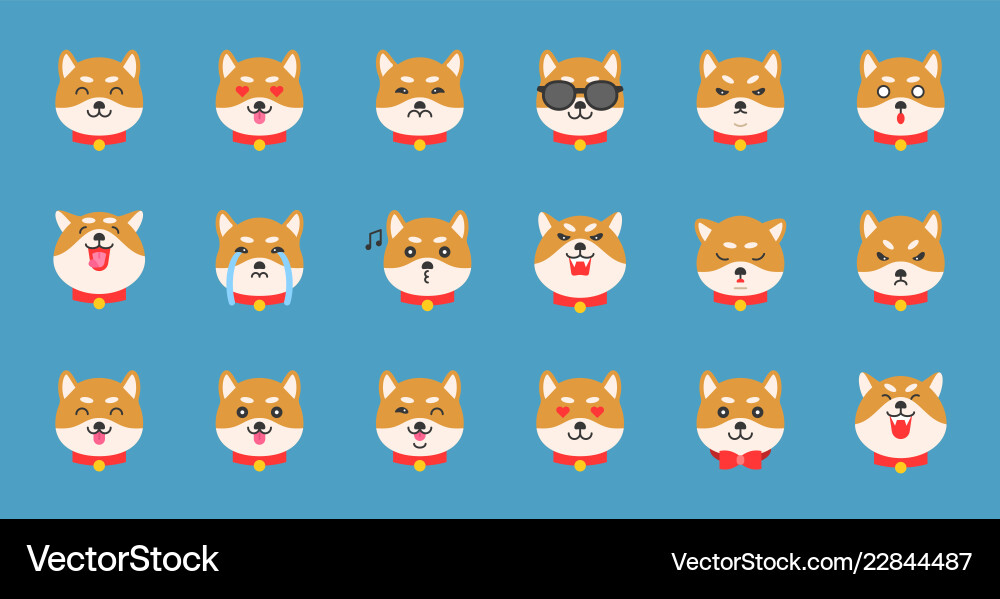 Shiba inu emoticon flat design Royalty Free Vector Image