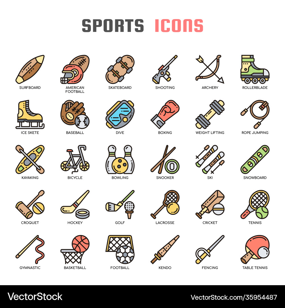 Sport thin line and pixel perfect icons Royalty Free Vector