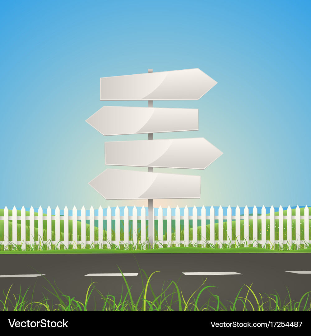 Spring or summer road with white arrow signs Vector Image
