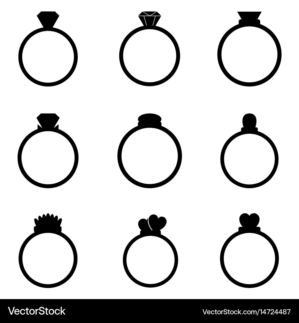 Wedding rings icons set Royalty Free Vector Image
