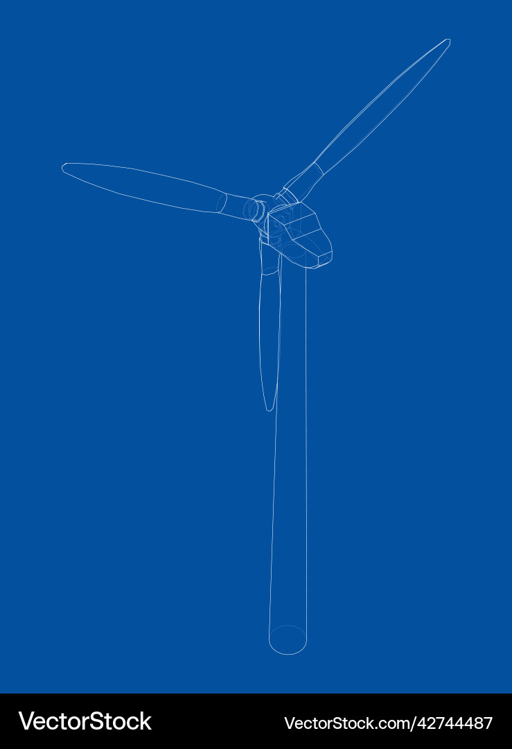 Wind turbine rendering of 3d Royalty Free Vector Image
