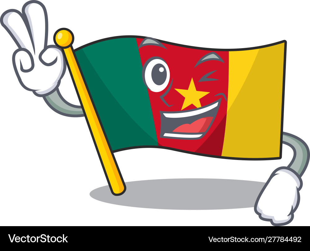 Cartoon smiling flag cameroon on character two Vector Image
