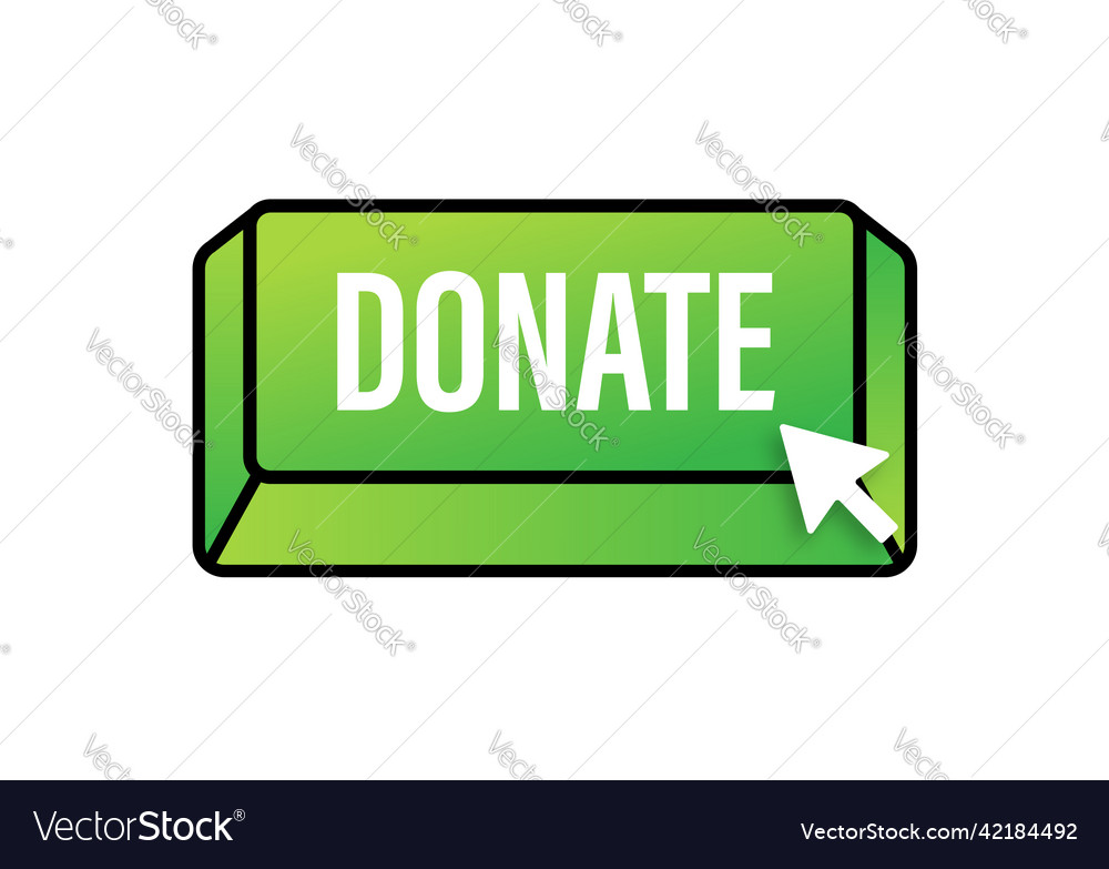 Donate with cursor button internet icon pointer Vector Image