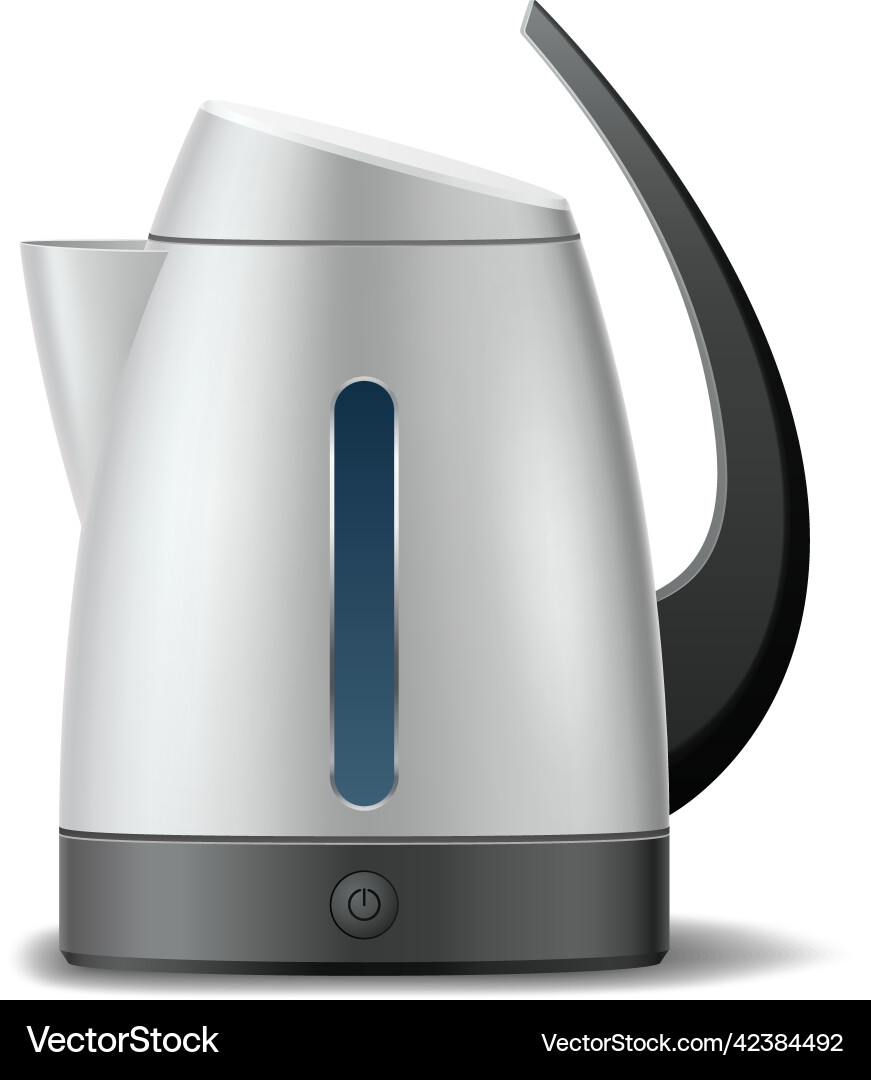 Electric kettle realistic steel water boiling Vector Image