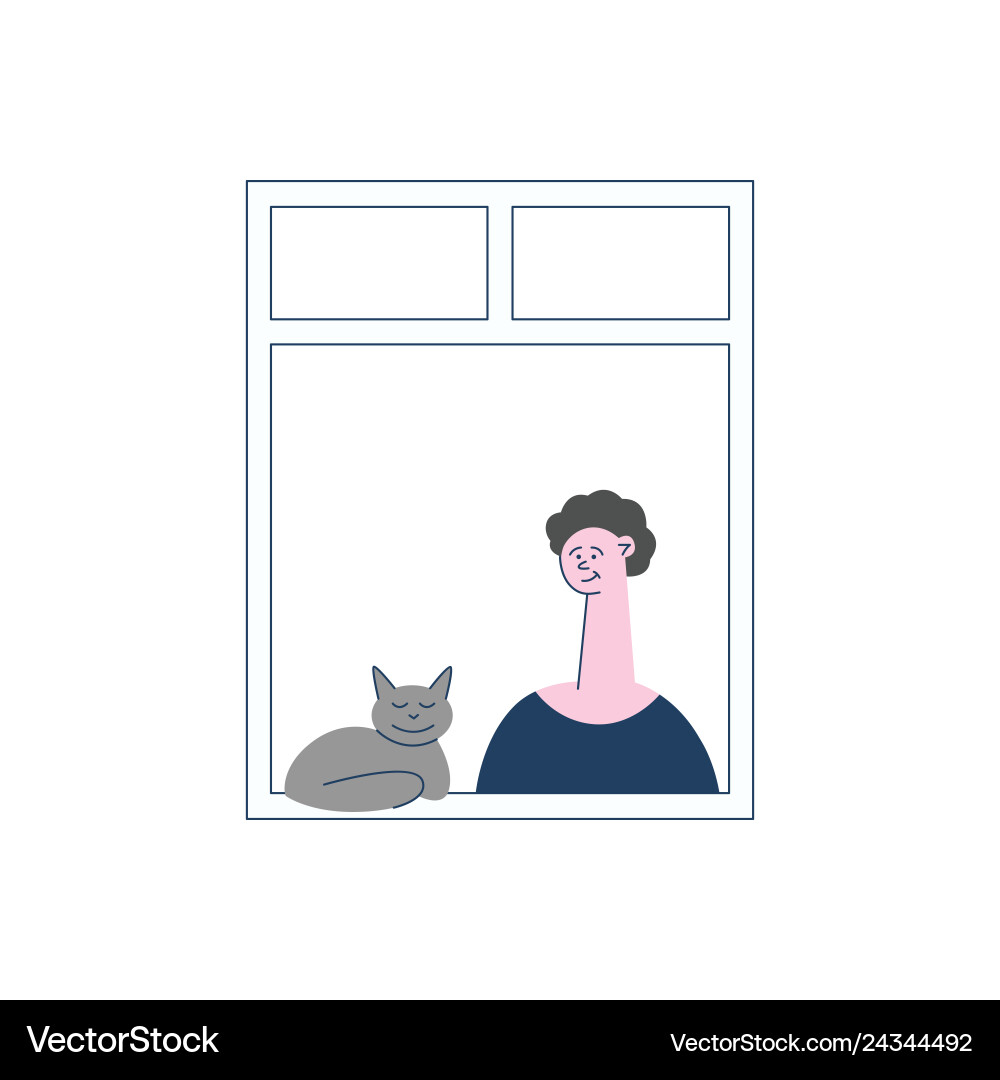 Flat neighbor looking out windows Royalty Free Vector Image
