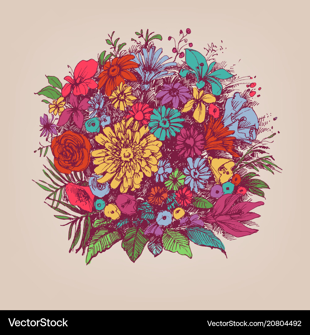 Floral bouquet round arrangement Royalty Free Vector Image
