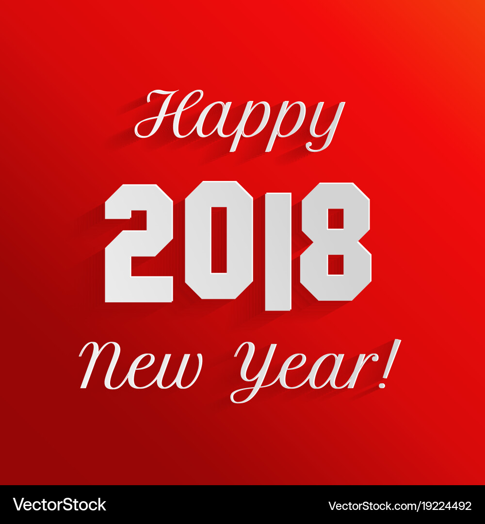 Happy new year 2018 text design on red background Vector Image