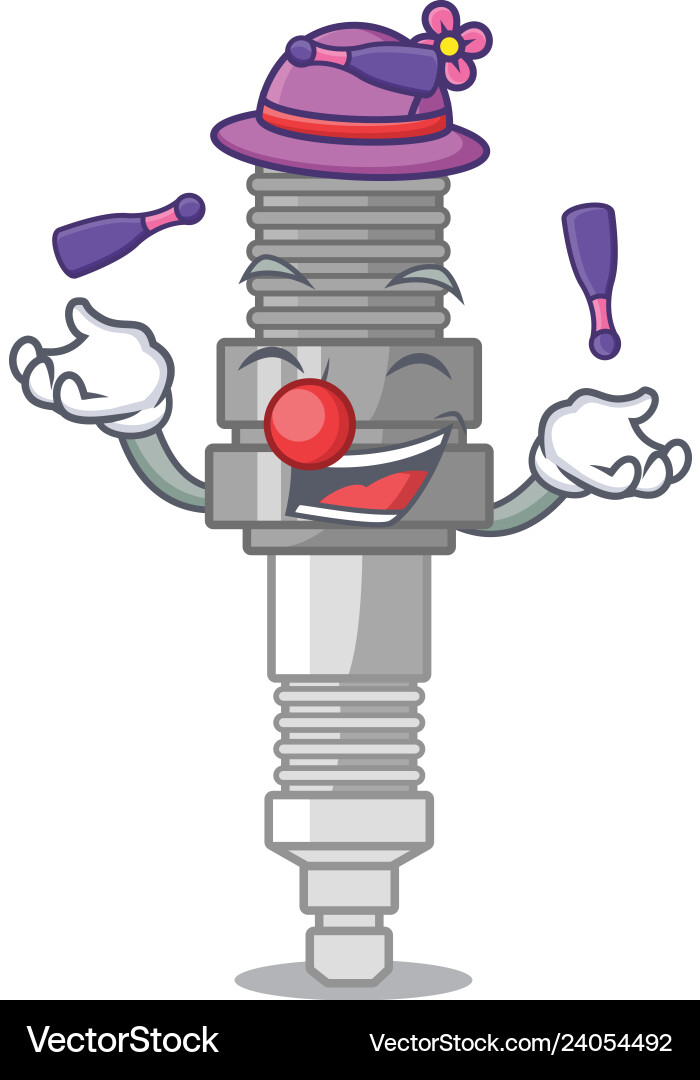 Juggling miniature spark plug in cartoon shape Vector Image