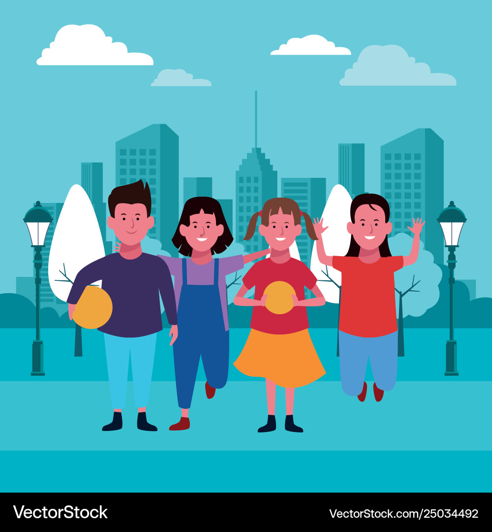 Kids friends cartoon Royalty Free Vector Image