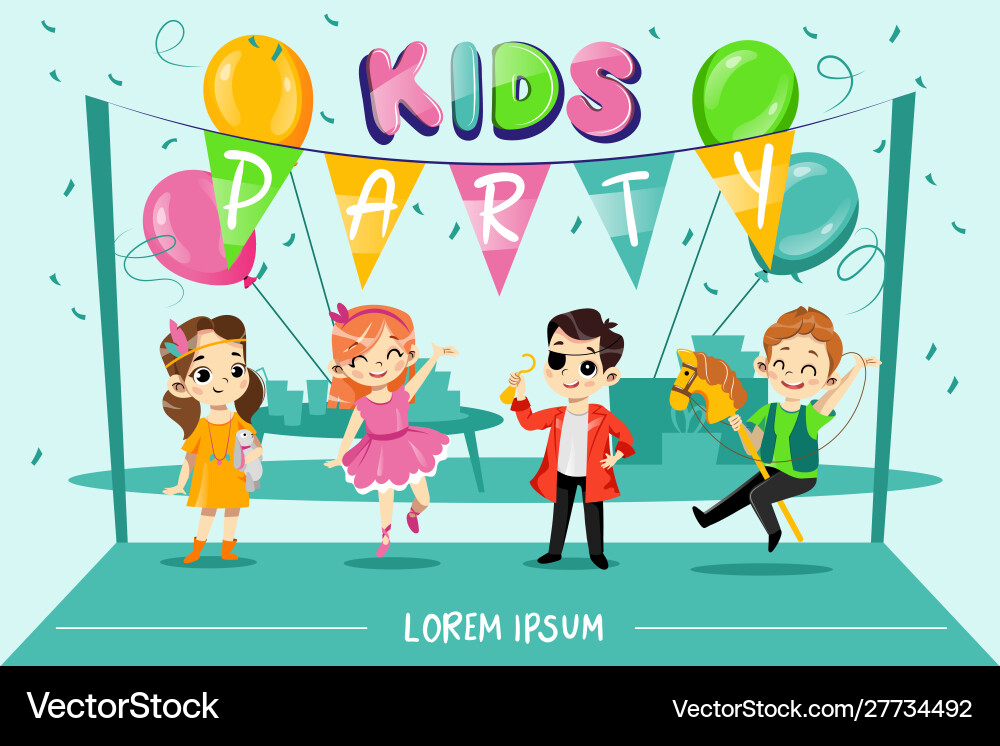 Kids party design template invitation card Vector Image