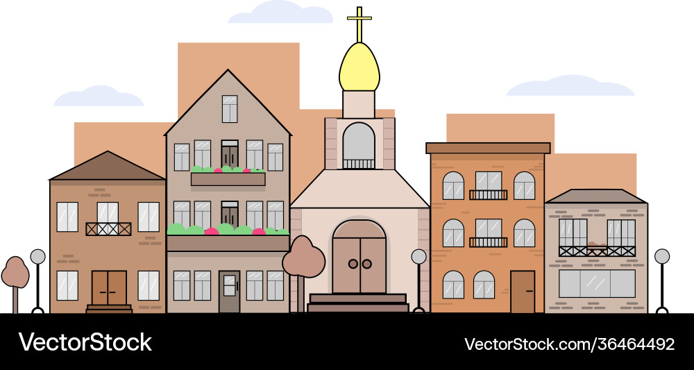 Landscape city street Royalty Free Vector Image