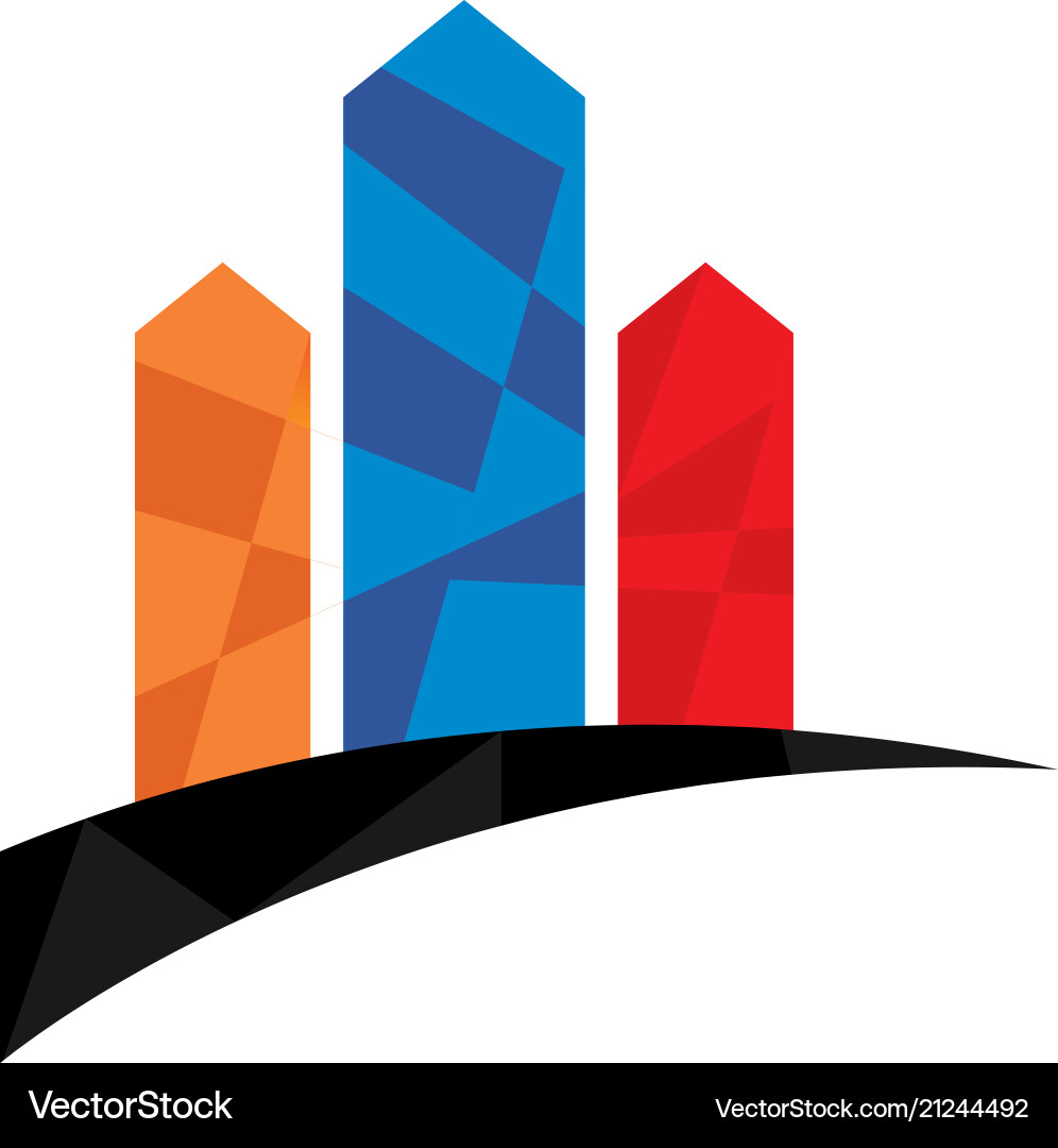 Low poly real estate building logo design concept Vector Image