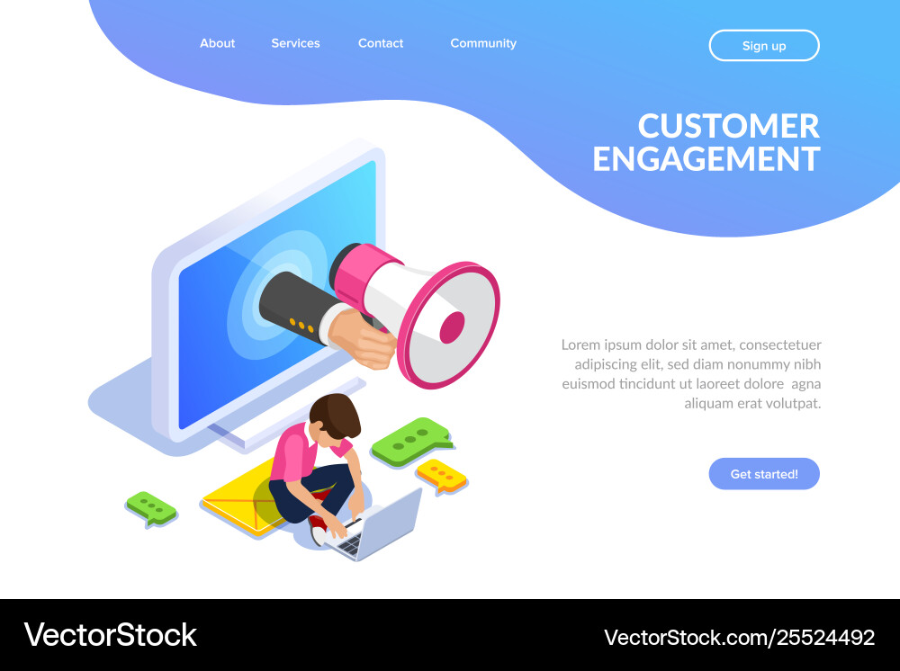 Media marketing isometric concept Royalty Free Vector Image