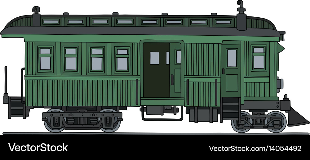 Vintage green motor railcar Royalty Free Vector Image