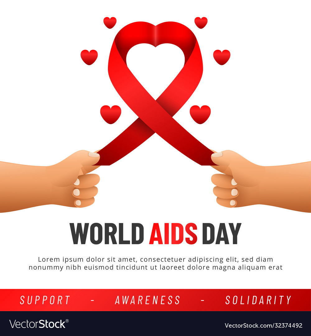 World aids day poster aids awareness red ribbon Vector Image