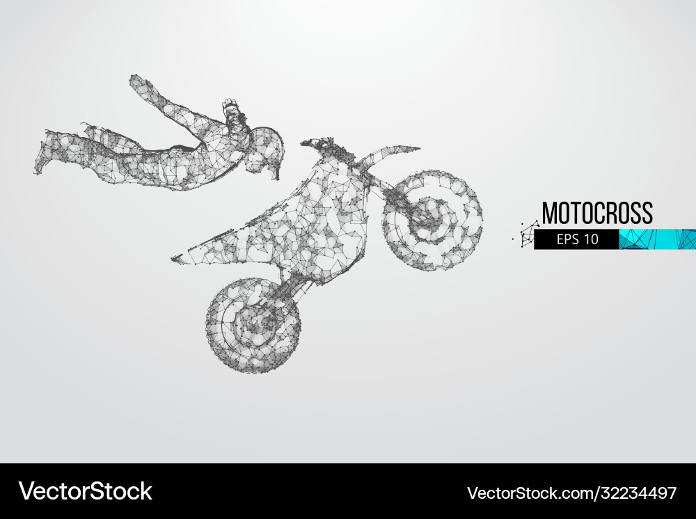 Abstract silhouette a wireframe motocross rider Vector Image