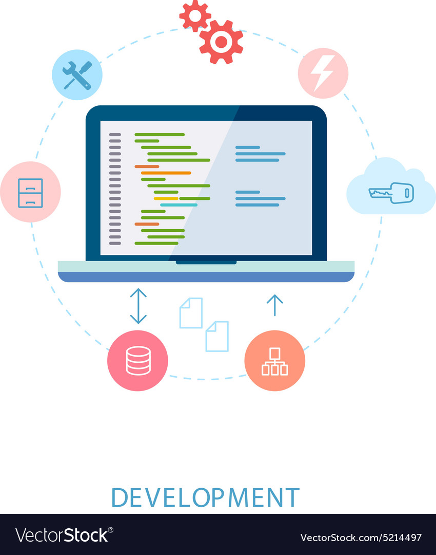 Application software developer and cloud database Vector Image