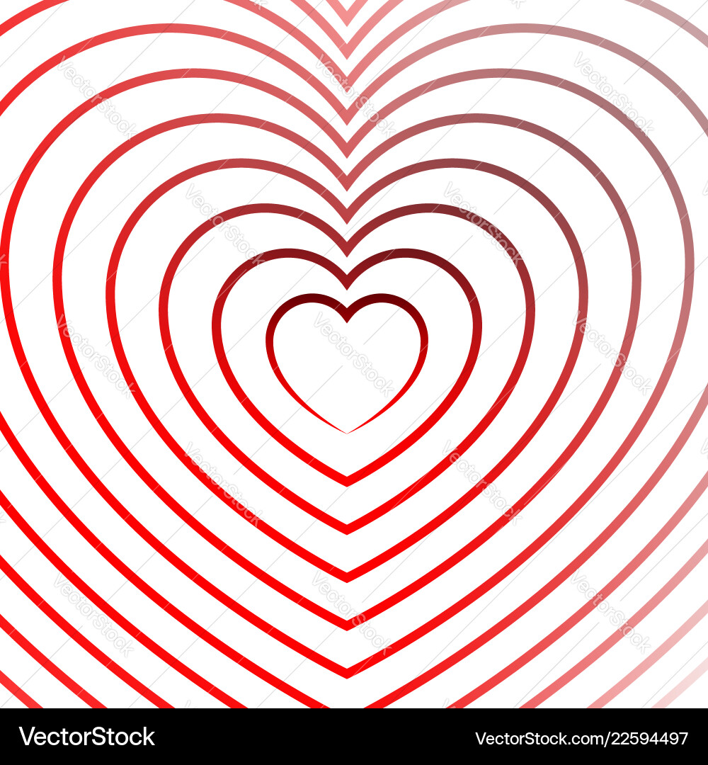 Bright heart element with outlines in radial Vector Image