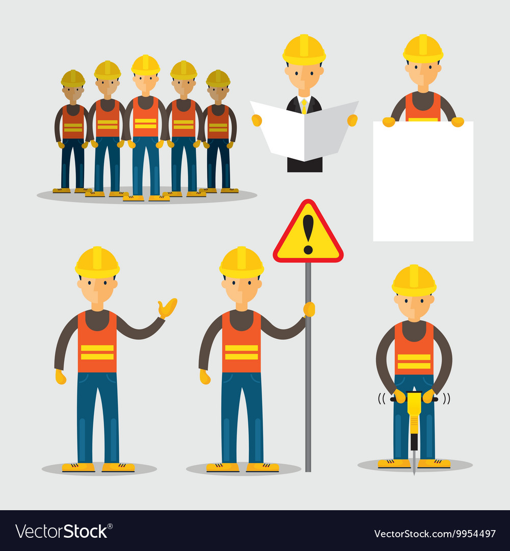 Construction Worker People Set Royalty Free Vector Image