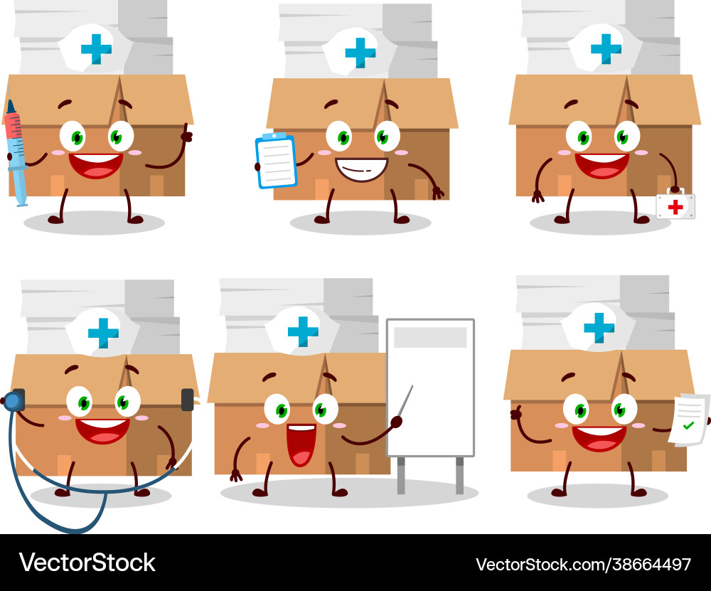 Doctor profession emoticon with office boxes Vector Image