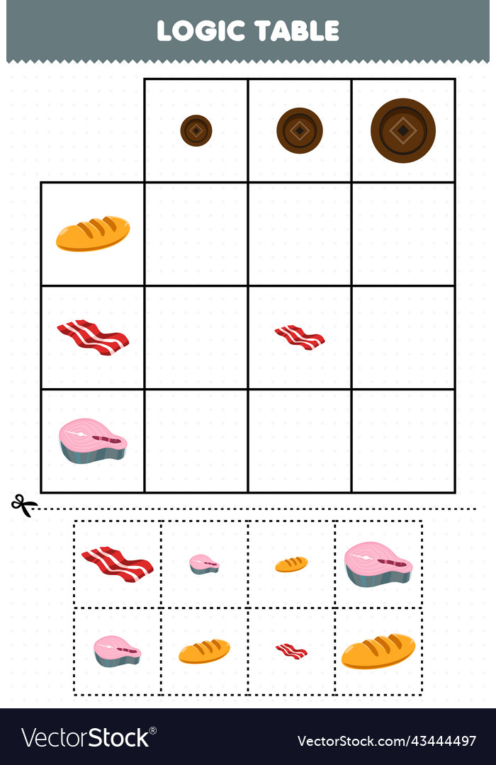 Education game for children logic table sorting Vector Image