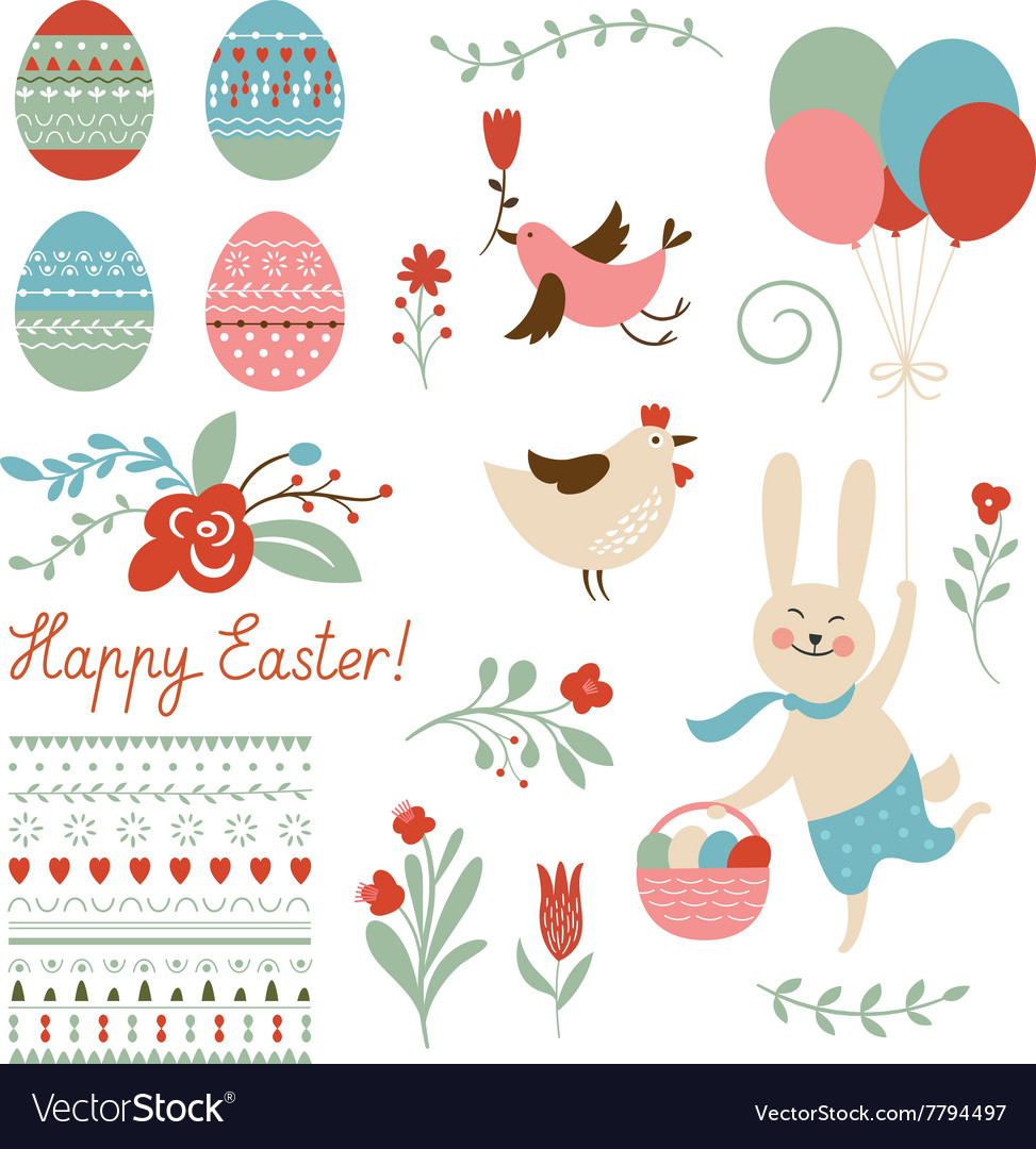 Happy easter graphic elements Royalty Free Vector Image