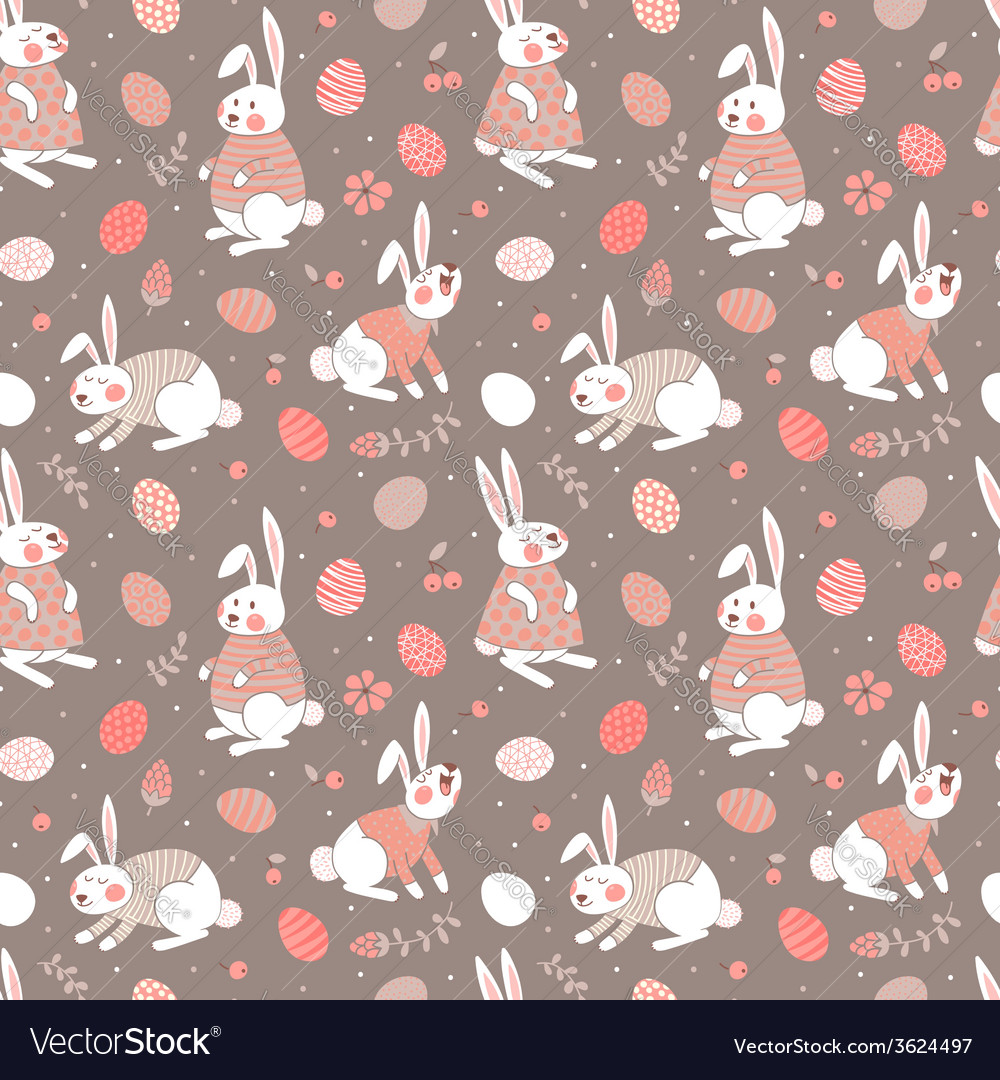 Happy easter seamless pattern with cute bunnies Vector Image