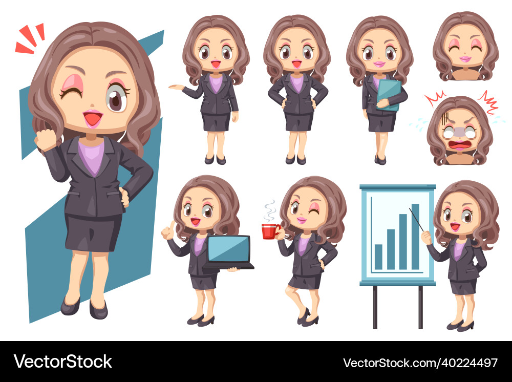 Happy working woman standing Royalty Free Vector Image