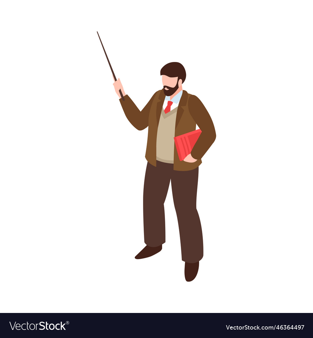 Isometric elementary teacher composition Vector Image