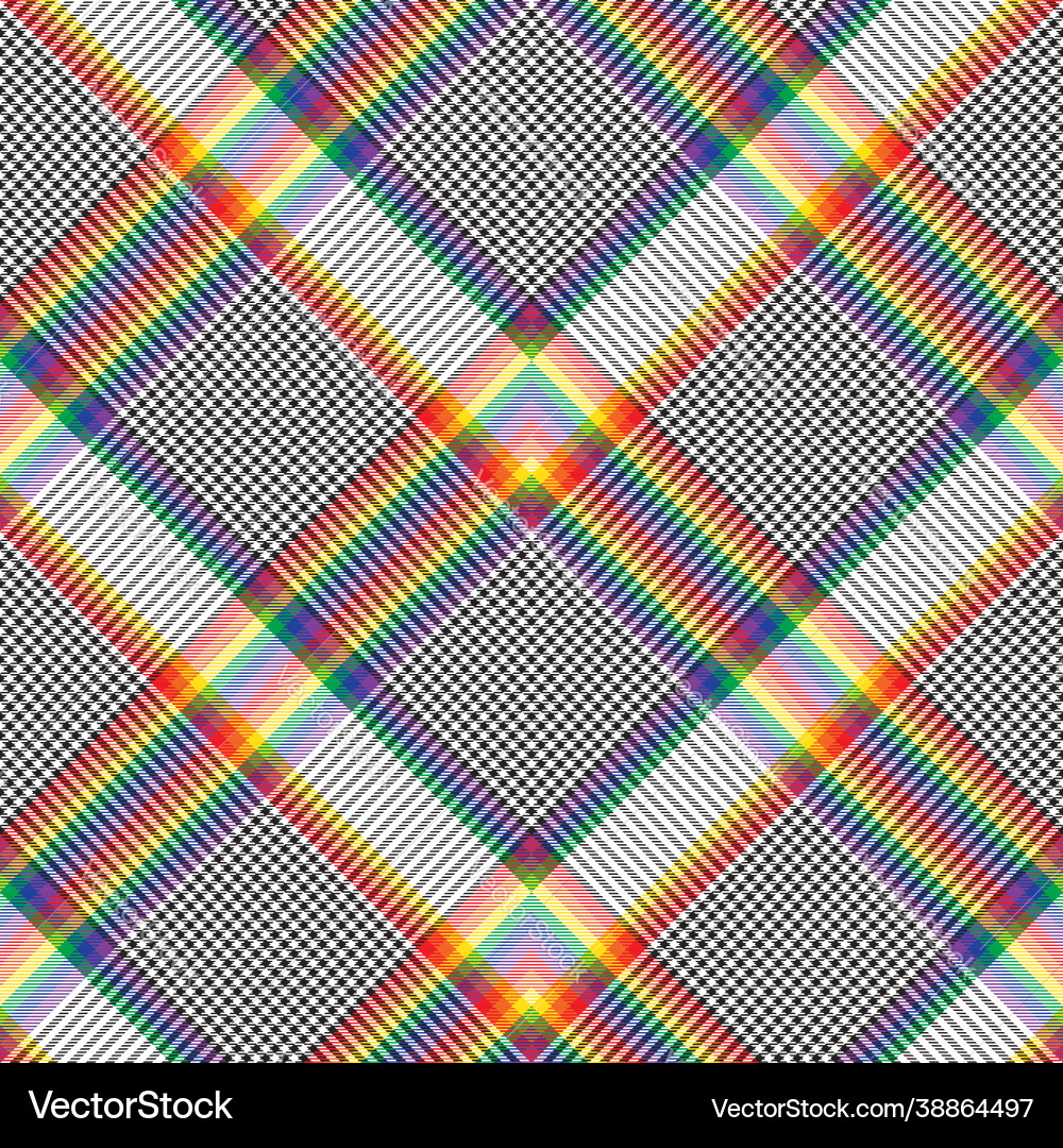 Rainbow chevron plaid tartan textured seamless Vector Image