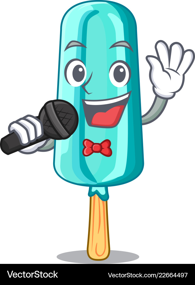 Singing ice cream shaped with stick cartoon Vector Image