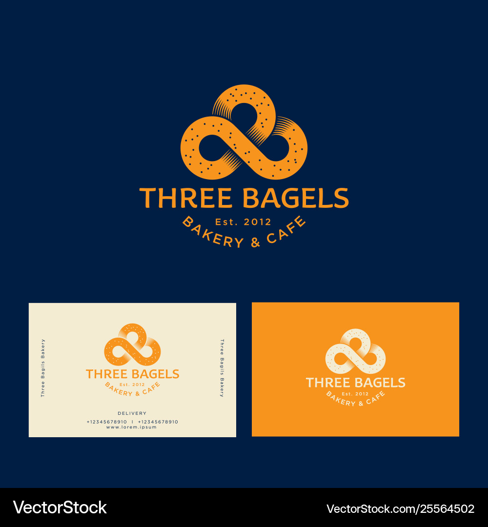 3 bagels logo bakery and pastry emblem Royalty Free Vector