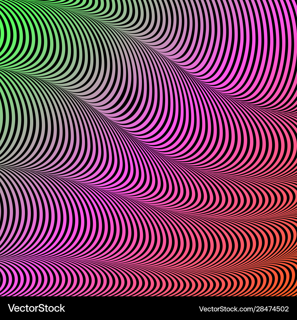 Abstract acid color wavy background optical art Vector Image