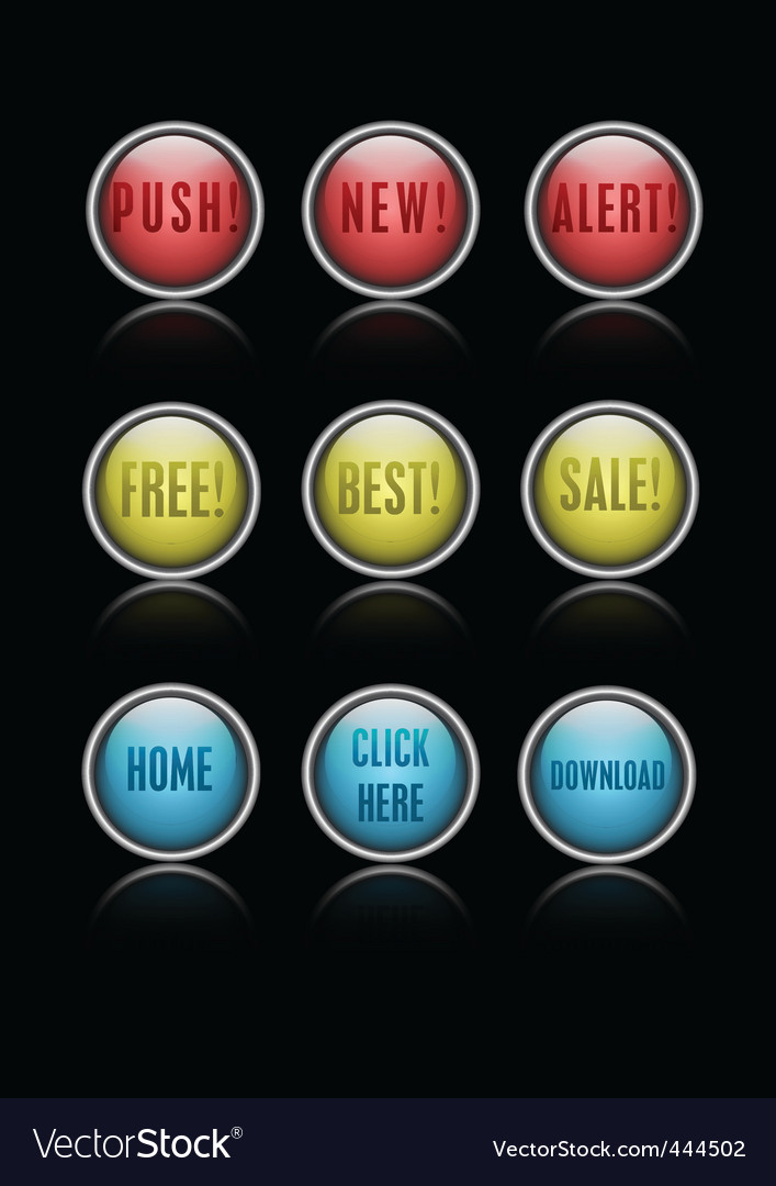 Action buttons Royalty Free Vector Image - VectorStock