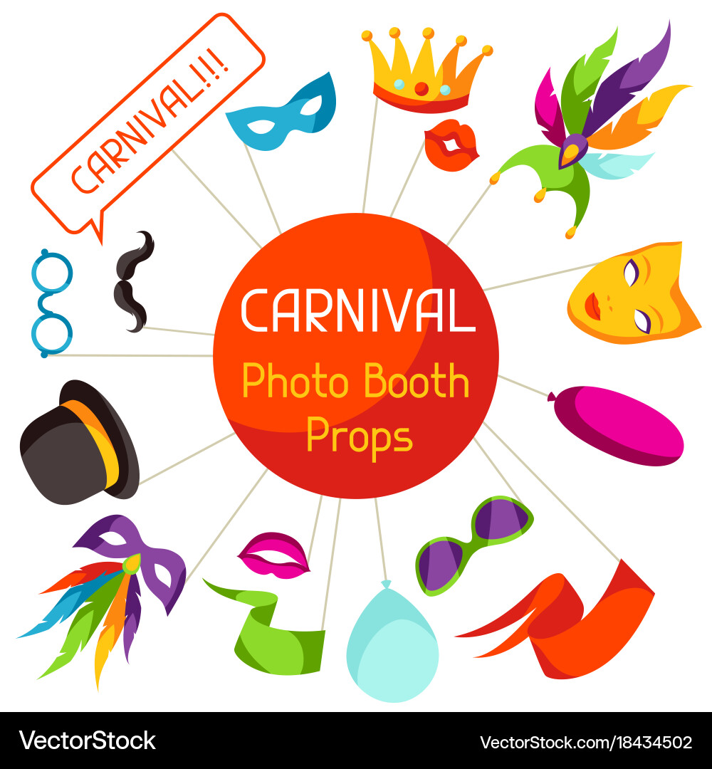 Carnival photo booth props accessories Royalty Free Vector
