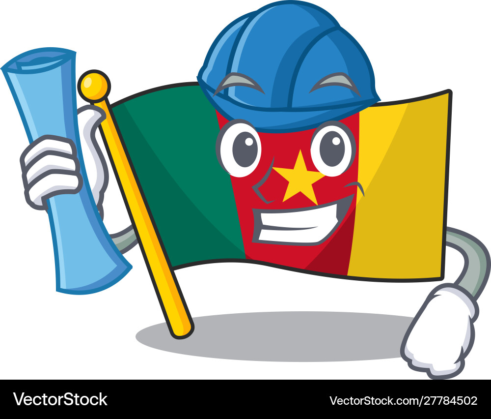 Cartoon smiling flag cameroon on character Vector Image