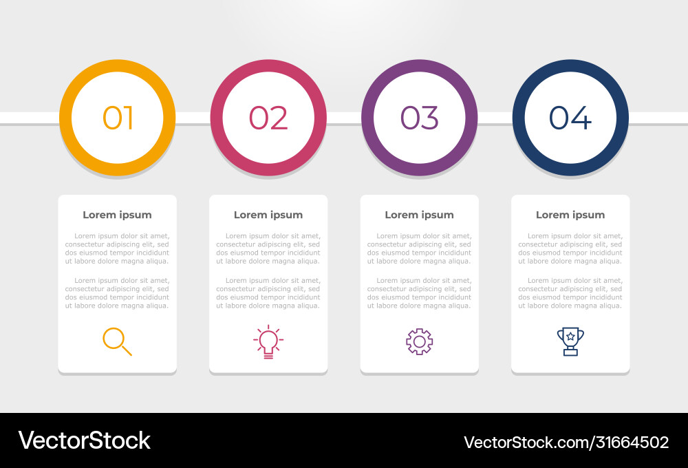 Colourful infographic steps with text boxes Vector Image