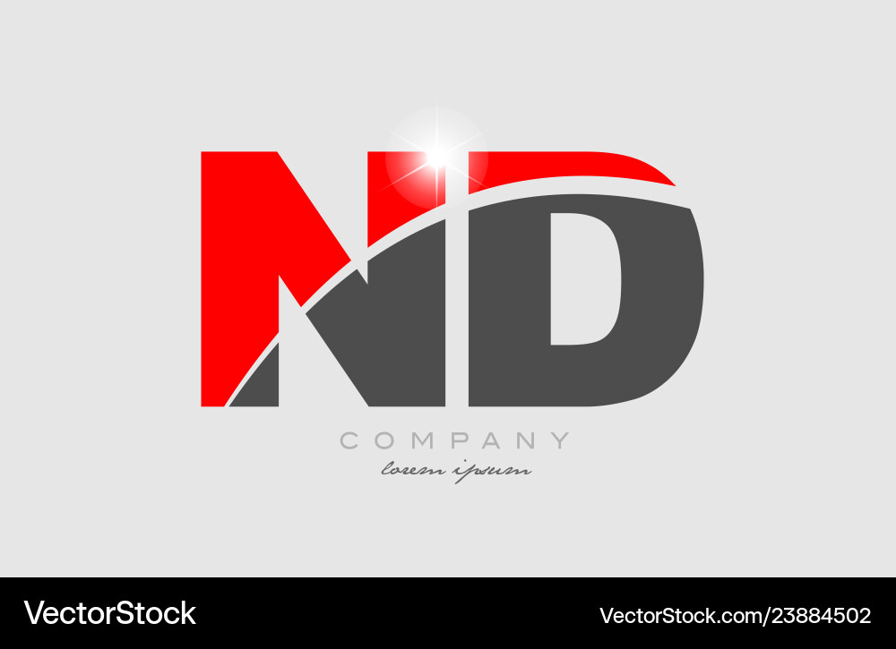 Combination letter nd n d in grey red color Vector Image