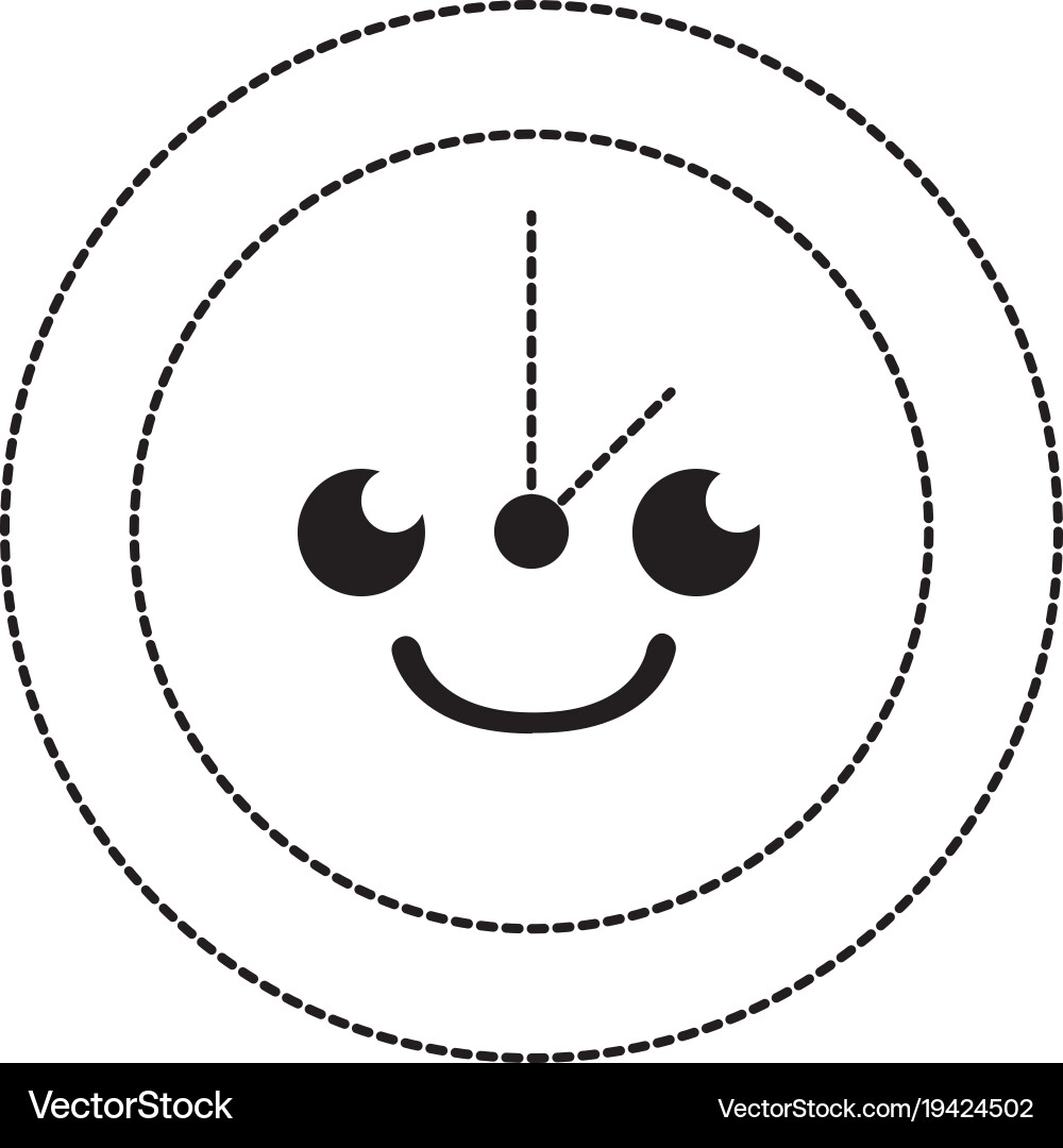 Dotted shape smile circle clock kawaii cartoon Vector Image