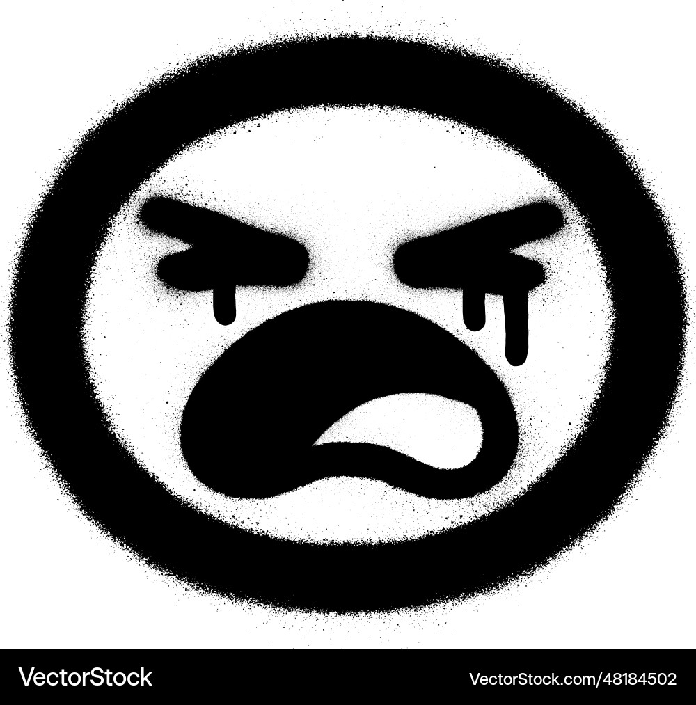 Graffiti sad emoji in black over white Royalty Free Vector