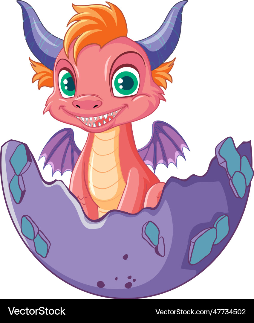 Happy cartoon dragon character smiling Royalty Free Vector
