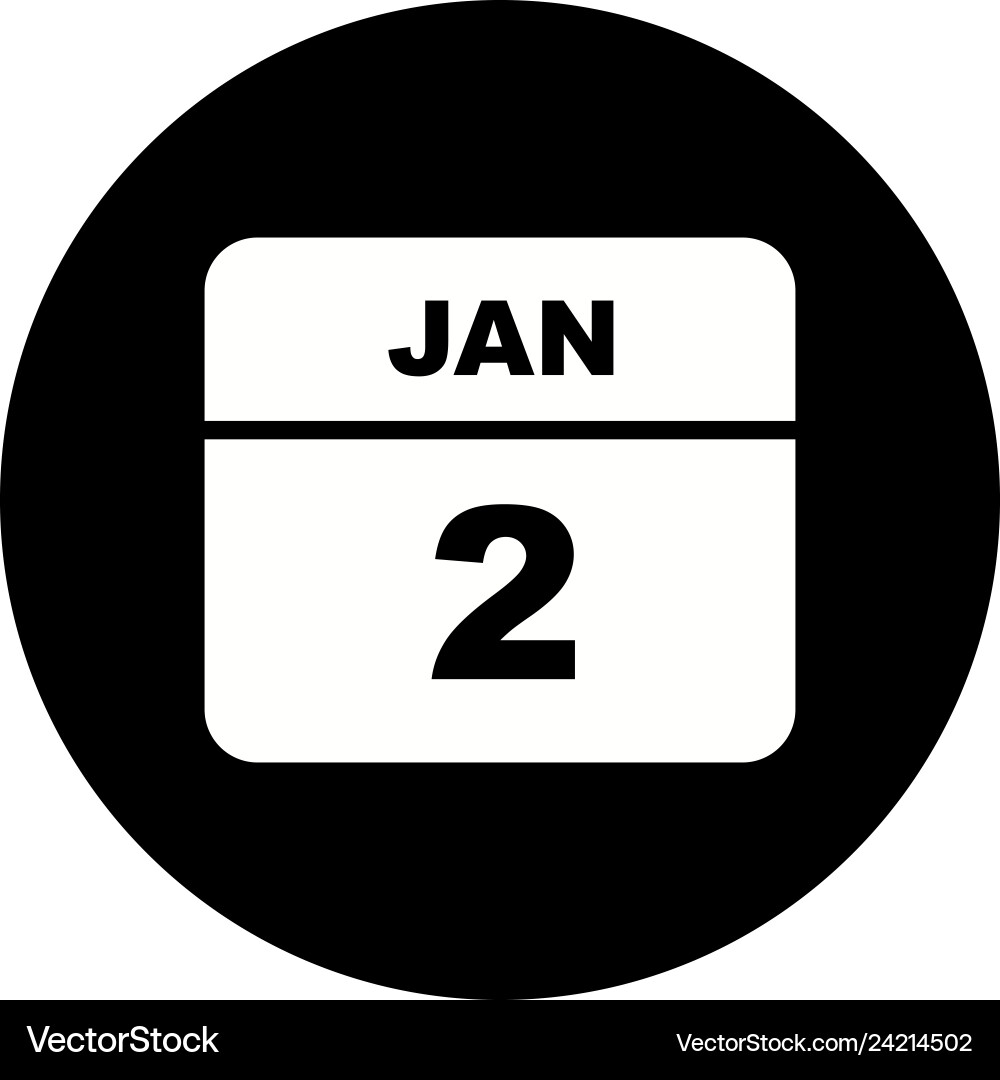 January 2nd date on a single day calendar Vector Image