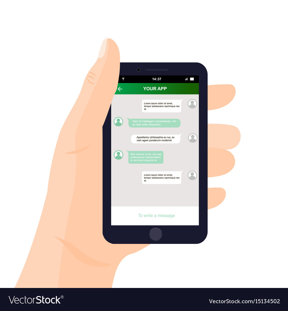 Mobile chat app interface design Royalty Free Vector Image