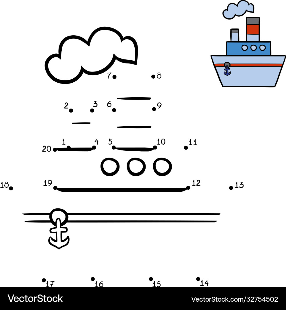 Numbers game steamship Royalty Free Vector Image